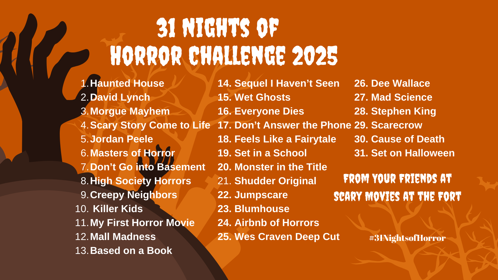 31 Nights of Horror Challenge 2025 - Robert Forto